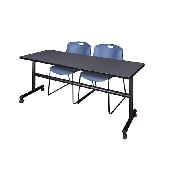 Regency Kobe 72 in x 30 in. Grey Flip-Top Training Nesting Table Desk ...