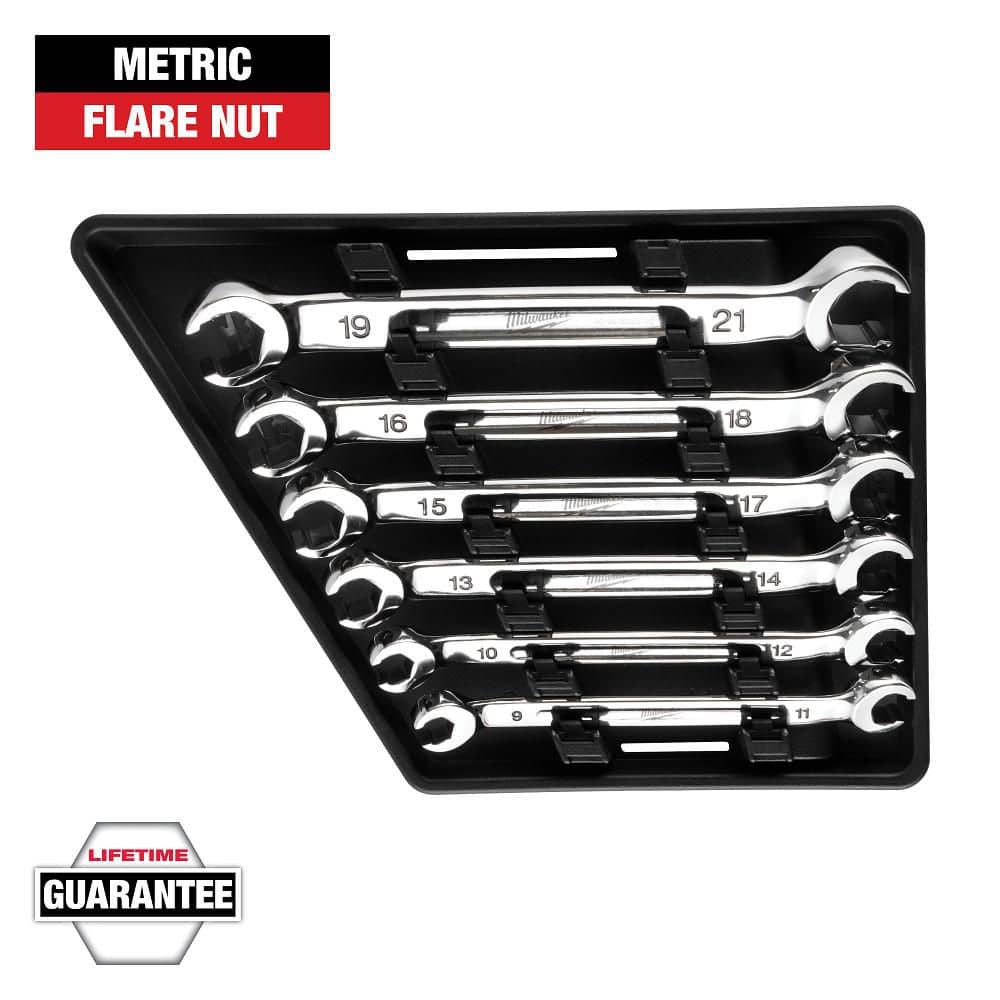 Milwaukee Double End Metric Flare Nut Wrench Set (6-Piece) 48-22-9471 ...