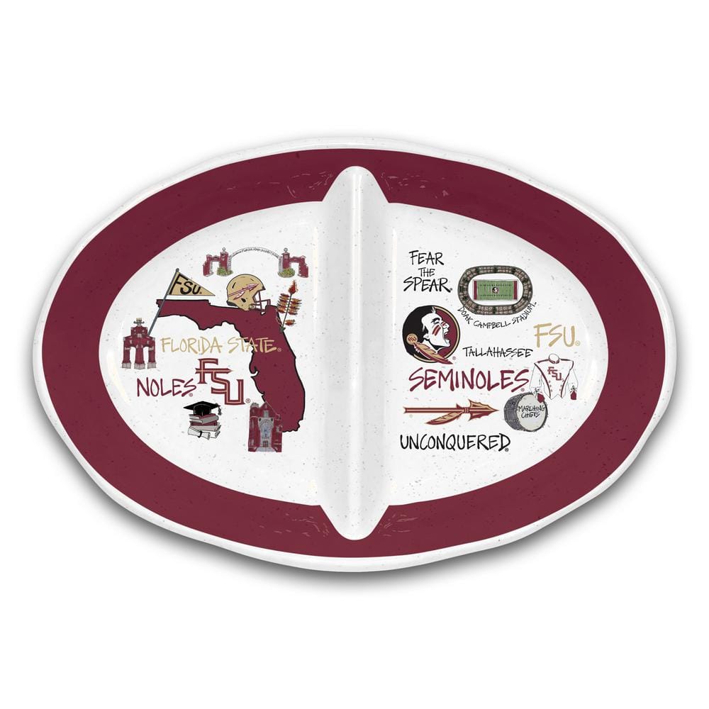 Magnolia Lane Florida State 16.5 in. Assorted Colors 2 Section Melamine ...