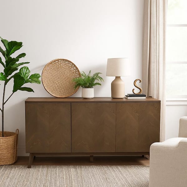 Benjara Cid Estele Night Wenge Brown Wood Sideboard Buffet Server ...
