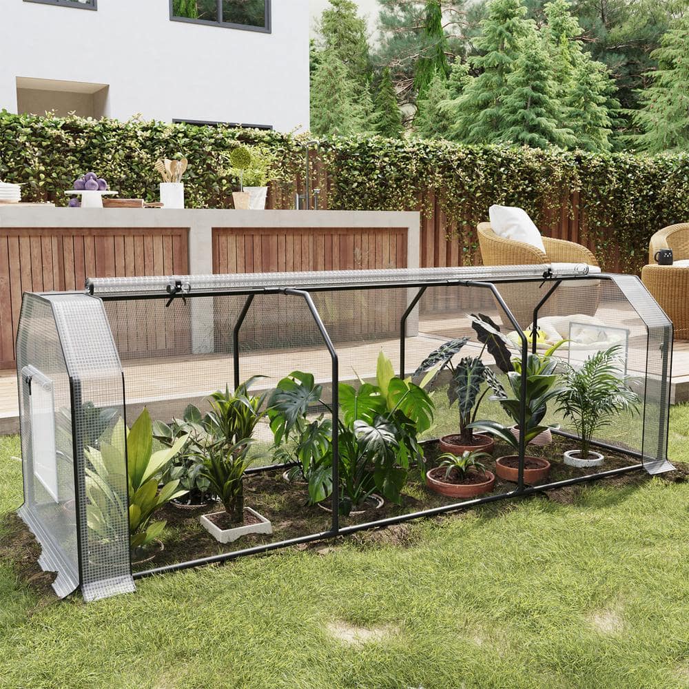 PATIO WATCHER 72 in. x 36 in. x 36 in. Outdoor Hexagonal Portable White Greenhouse PH-GH72-36-36 ...