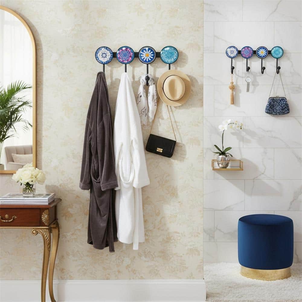 Blue Coat Rack Wall Mounted with 4-Hooks LINBQ427 - The Home Depot