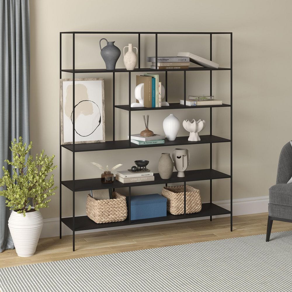 Meyer&Cross Whitmore 72 in. Tall Blackened Bronze Metal 6-Shelf ...