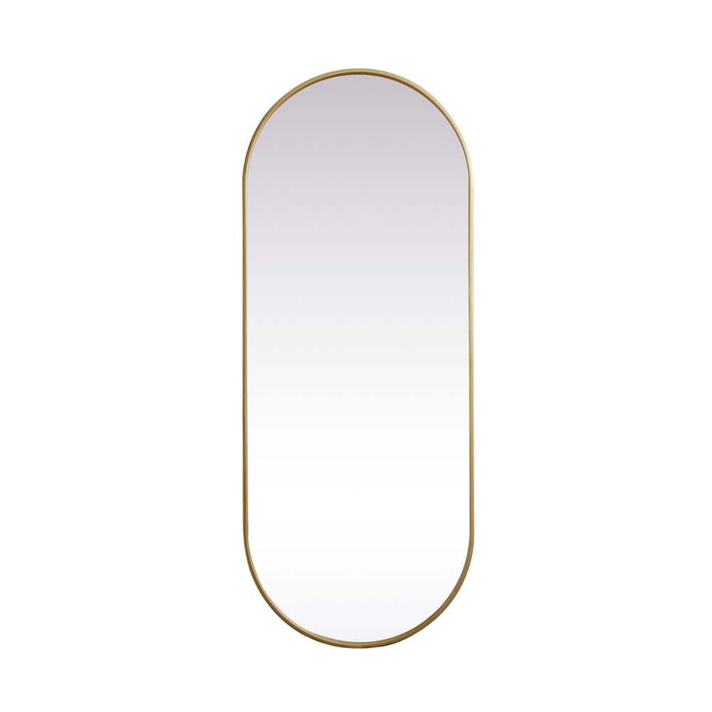 Timeless Home 24 in. W x 60 in. H x Modern Metal Framed Oval Brass ...