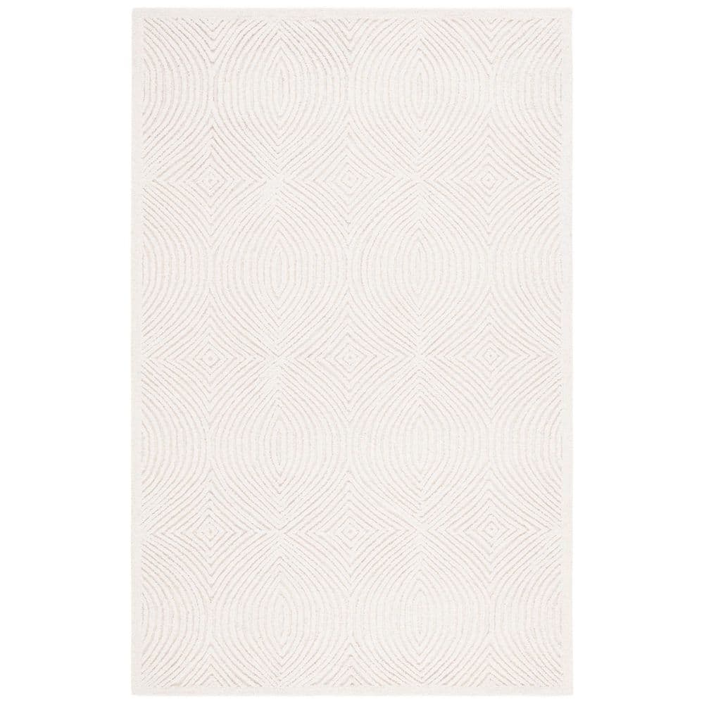 SAFAVIEH Textural 5 ft. x 8 ft. Ivory Monochrome Geometric Area Rug ...
