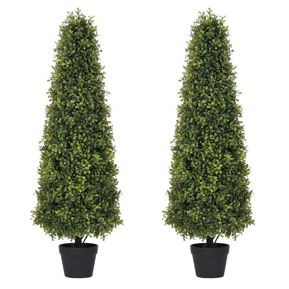 HOYMN 4 ft. Artificial Topiary Boxwood Tree, Faux Shrub in Black ...