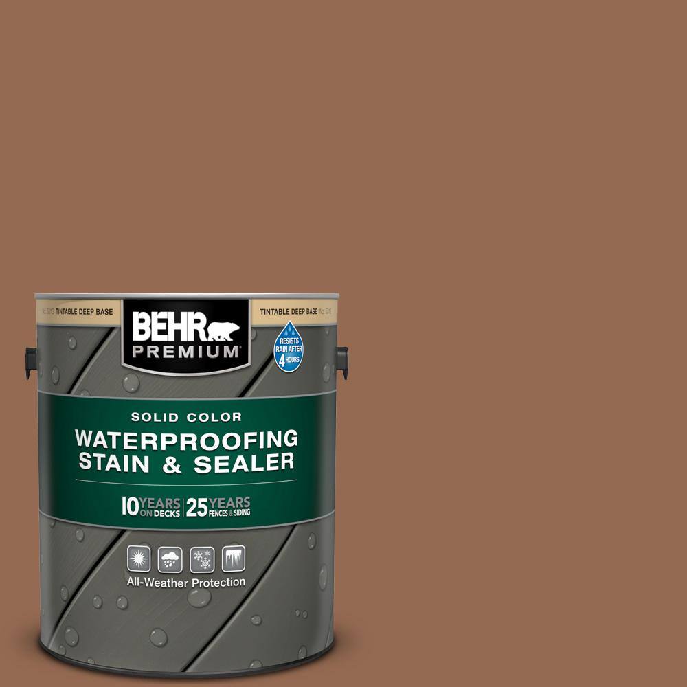 BEHR PREMIUM 1 gal. #240F-6 Sable Brown Solid Color Waterproofing ...