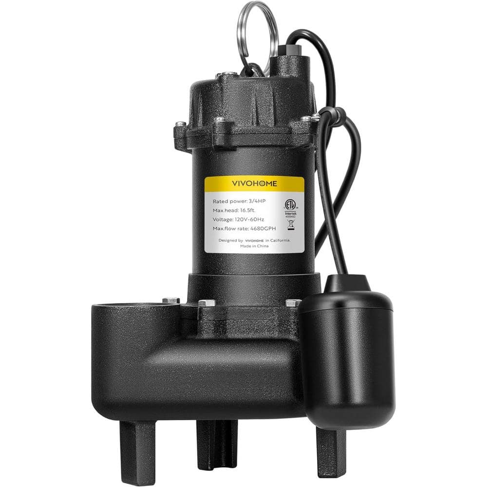 VIVOHOME 3/4 HP Submersible Cast Iron Effluent Septic Pump with 2 in ...
