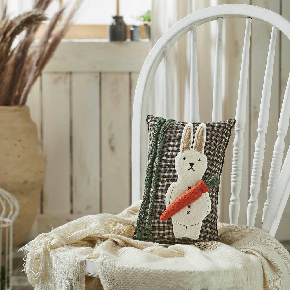VHC BRANDS Spring In Bloom 12 in. x 8 in. Primitive Bunny And Carrot ...