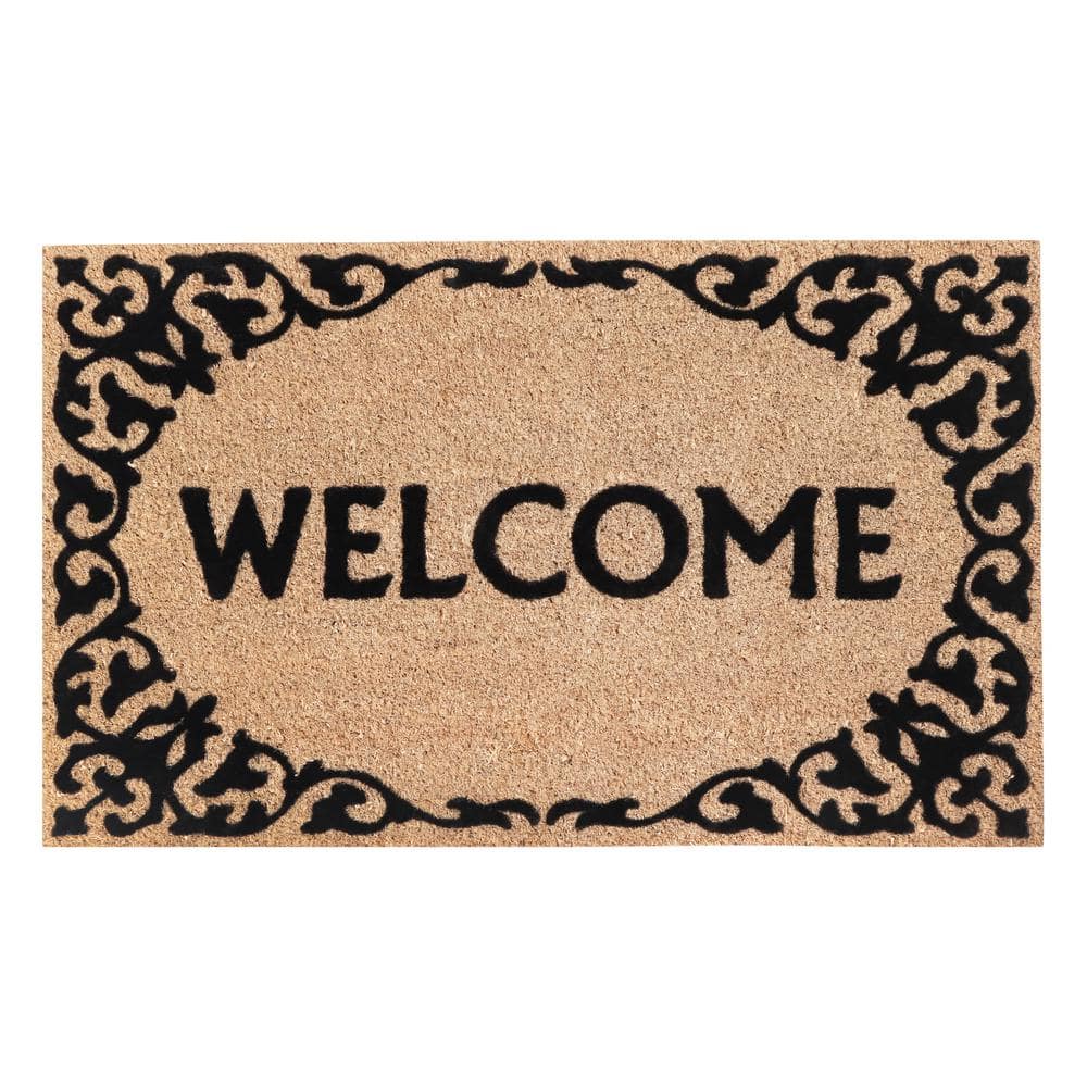 A1 Home Collections A1HC Welcome Floral Border Black 24 in. x 36 in ...