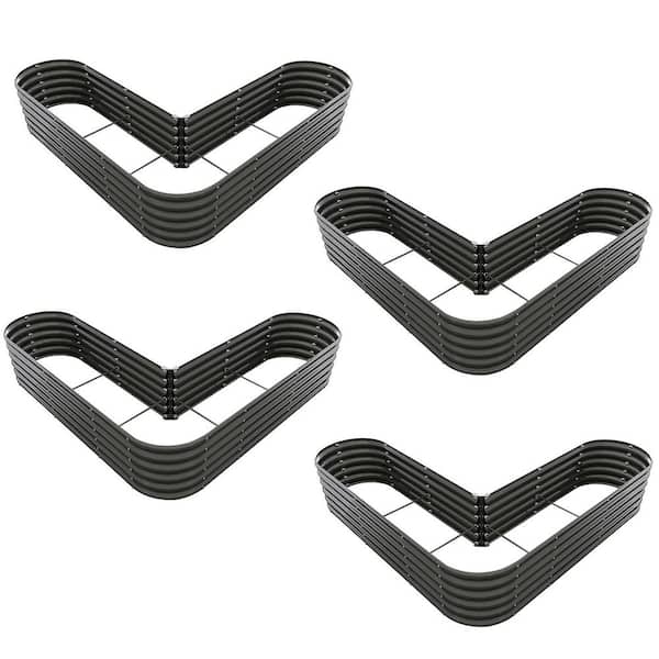 2-Piece Outdoor Gray U-Shaped Anti-Rust Galvanized Raised Garden Beds ...