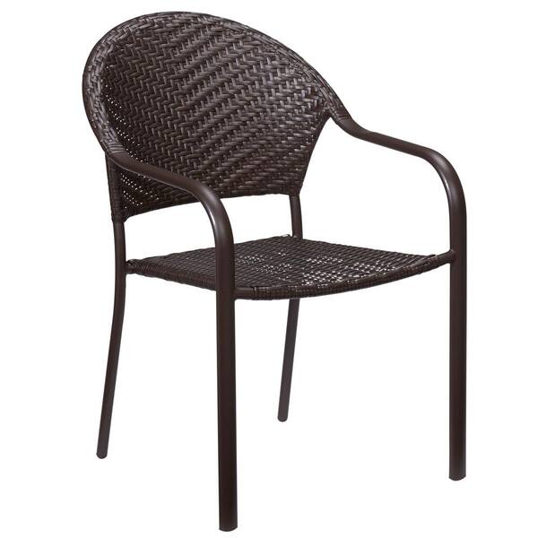 Hampton Bay Mix and Match Brown Stackable Wicker Outdoor Dining Chair ...