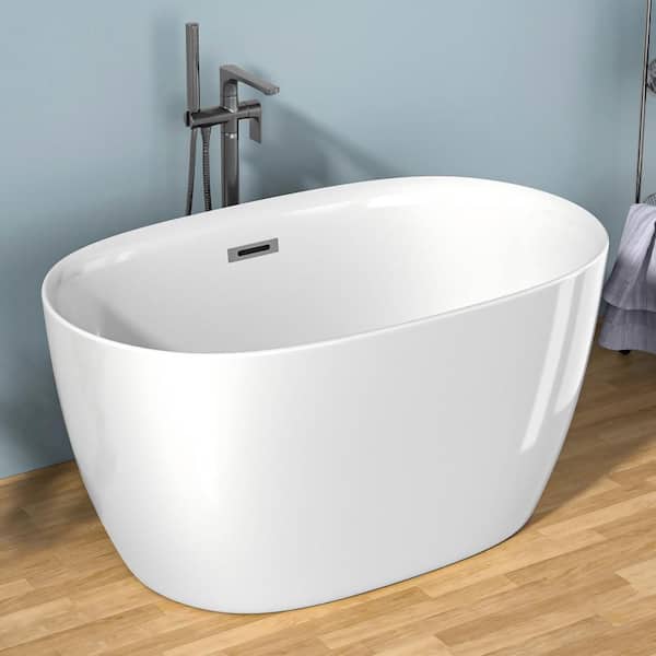 Aguamaph 47 in. x 27.5 in. Acrylic Freestanding Oval Soaking Bathtub in ...