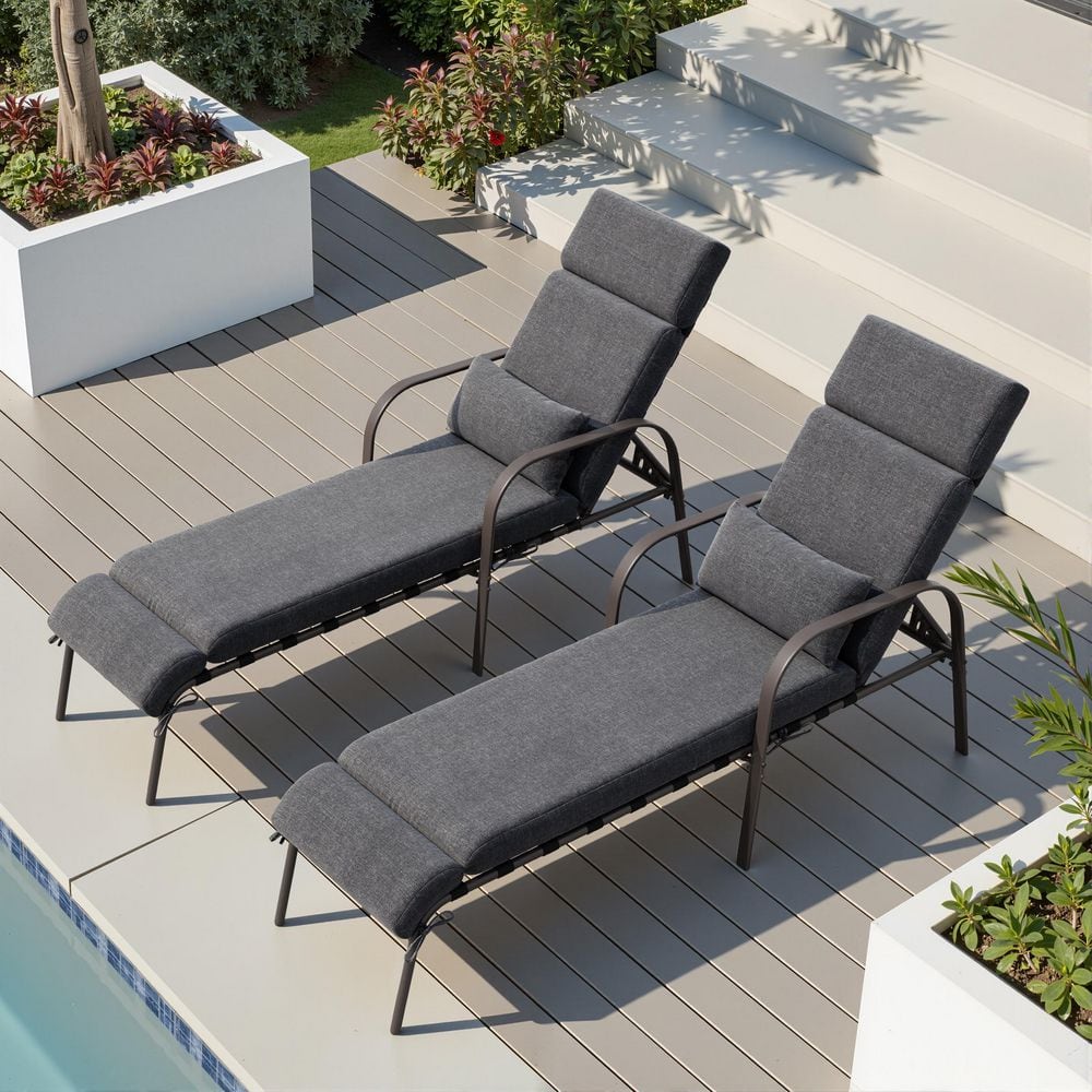 Reviews for Crestlive Products 2-Piece Metal Outdoor Chaise Lounge with ...