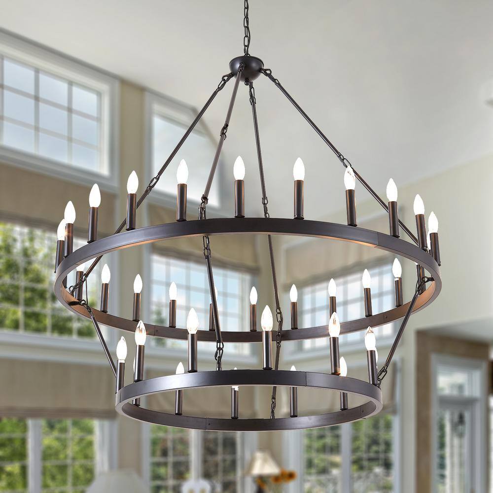 Have a question about BAOURE 2 Tier Round Wagon Wheel Chandelier 36-Light, Extra Large Farmhouse ...