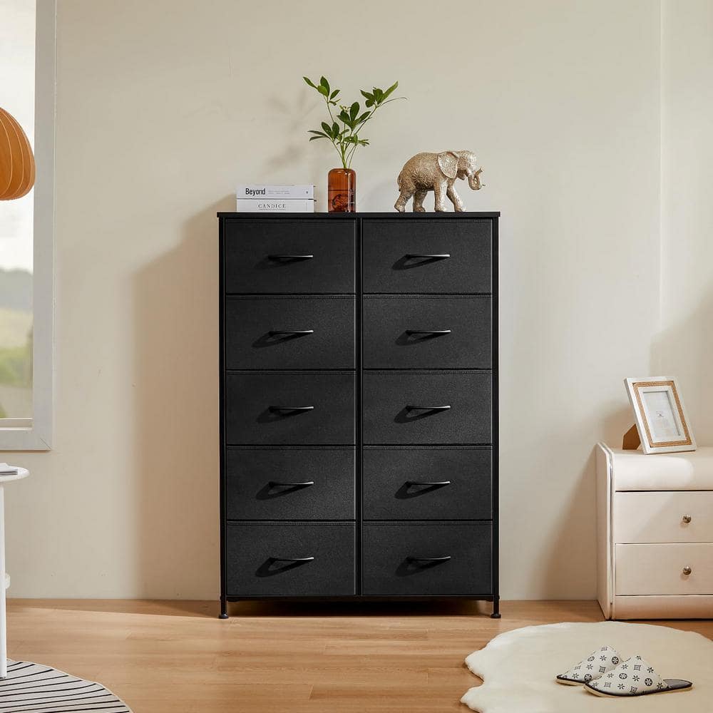WONDER COMFORT Stylish Black 10-Drawer 11.8 in. Wide Chest of Drawers ...