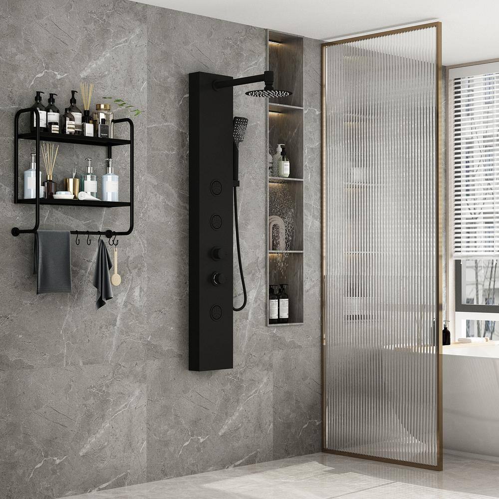 Kingdely 3-Spray, 3 Body Jets Stainless Steel Shower Tower with ...