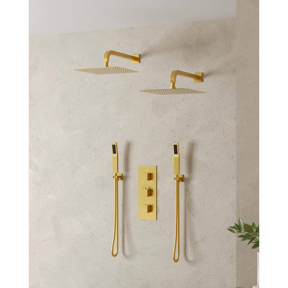 EVERSTEIN 8-Spray Patterns Wall Mount Two 12 in. Fixed Shower Head with ...