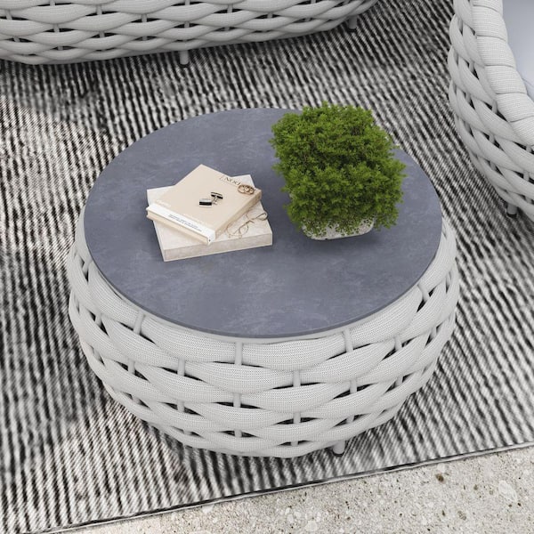 TWT Gray Aluminium Water-proof Patio Coffee Table Outdoor Side Table ...