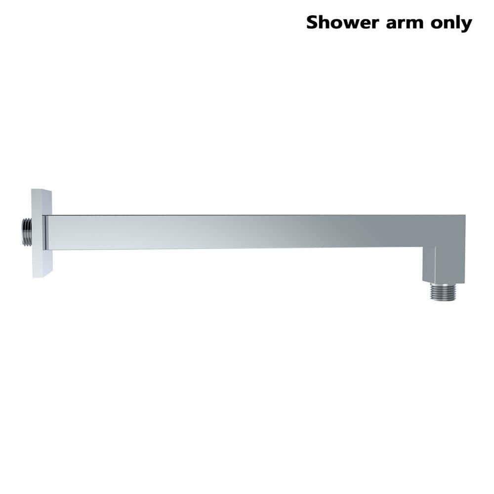 Satico 12 in. Stainless Steel Wall Mount Square Shower Arm, Chrome ...