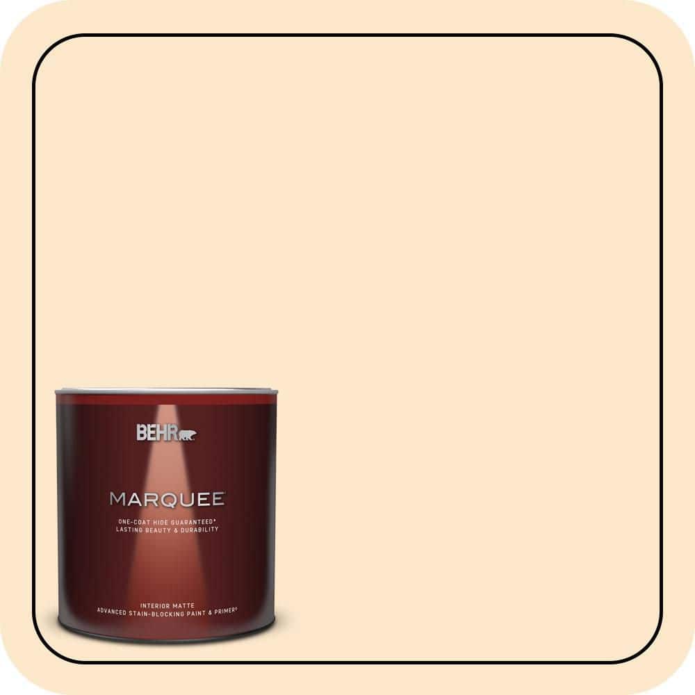 BEHR MARQUEE 1 qt. #YL-W2 Spanish Lace Matte Interior Paint & Primer ...