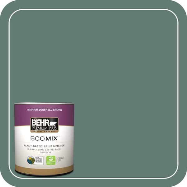 BEHR PREMIUM PLUS 1 qt. #S430-6 Forest Edge Eggshell Enamel EcoMix ...