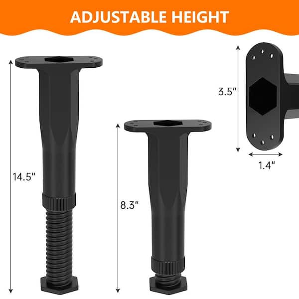 Angel Sar 8.3 in. 14.5 in. Adjustable Bed Frame Support Legs Frame Center Slats Heavy Support Leg 4 Pack SQDS1792 The Home Depot