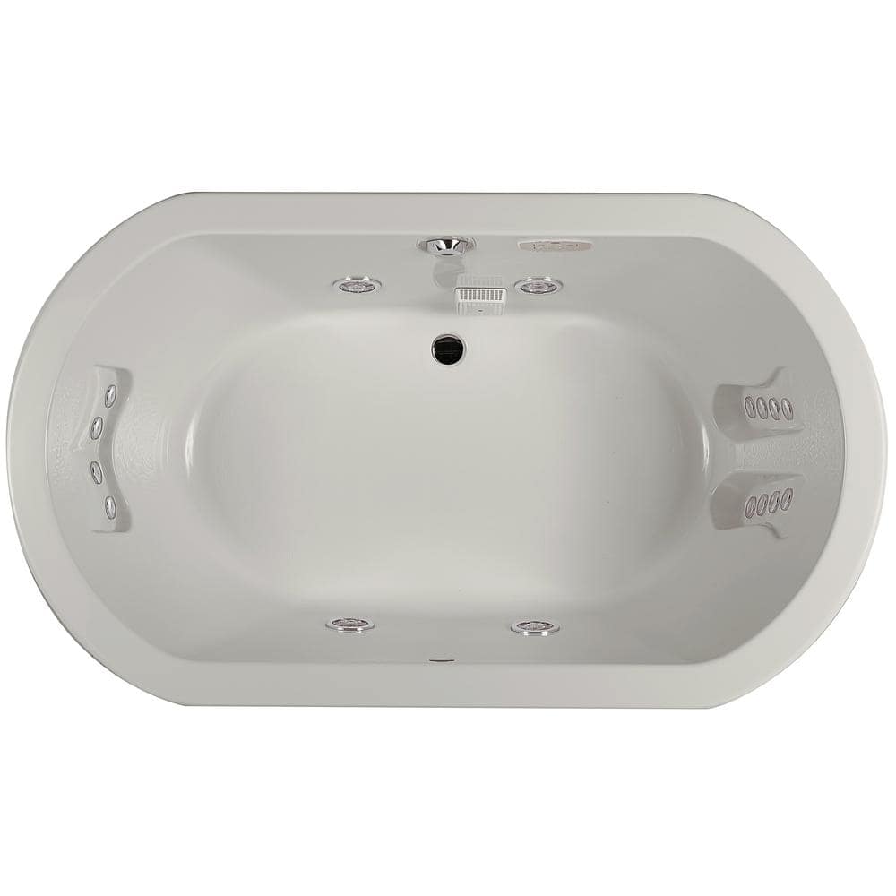 JACUZZI ANZA 60 in. x 42 in. Oval Whirlpool Bathtub with Center Drain ...