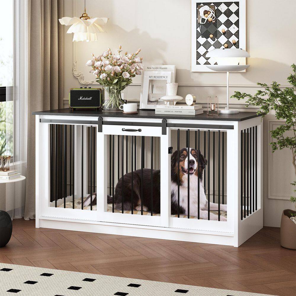 FUFU&GAGA Modern Large Wooden Dog Kennel Furniture, Pet Dog Cage with ...