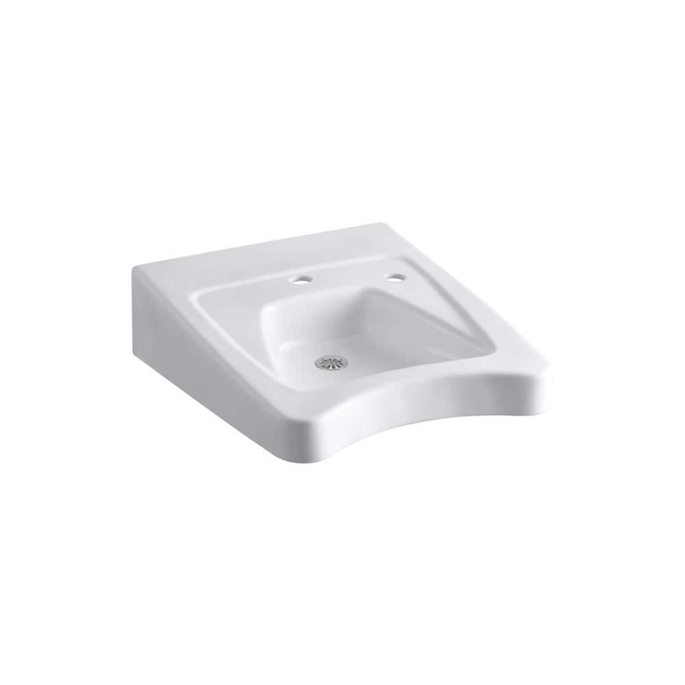 KOHLER Morningside 20x27 Wall-Mounted Bathroom Sink in White with Left ...