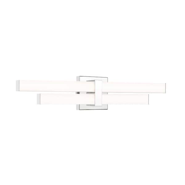 Zane 25 in. 2-Light Chrome Integrated LED Vanity Light with Frosted ...