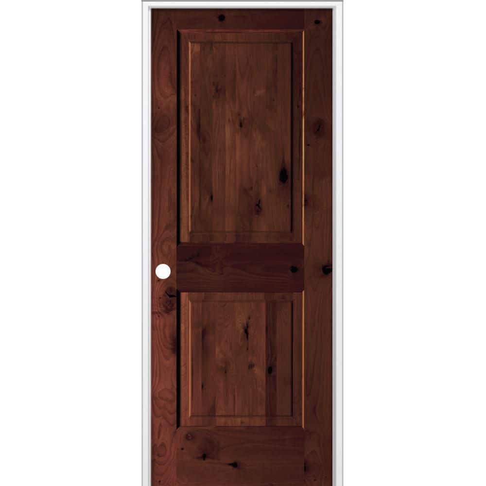 Krosswood Doors 30 in. x 80 in. Rustic Knotty Alder 2-Panel Square ...