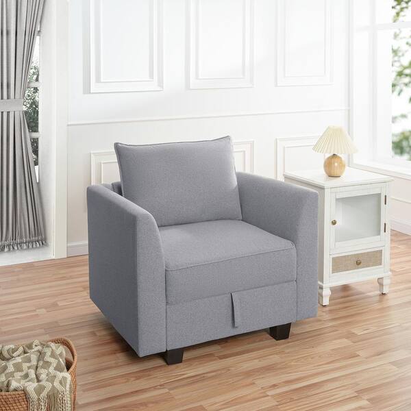 Maykoosh Modern DIY Collection Color Gray Material Linen Style Accent Chair