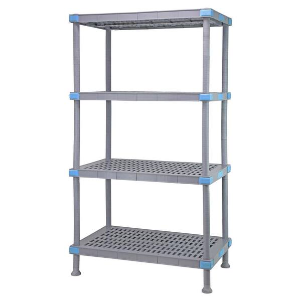 QUANTUM STORAGE SYSTEMS Millenia Gray 4-Tier Rust Proof Vented Plastic ...