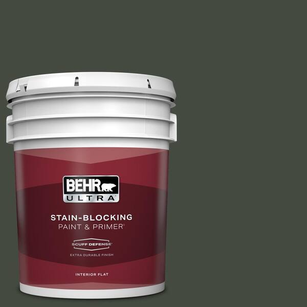 BEHR ULTRA 5 gal. #BXC-12 Deep Forest Extra Durable Flat Interior Paint ...