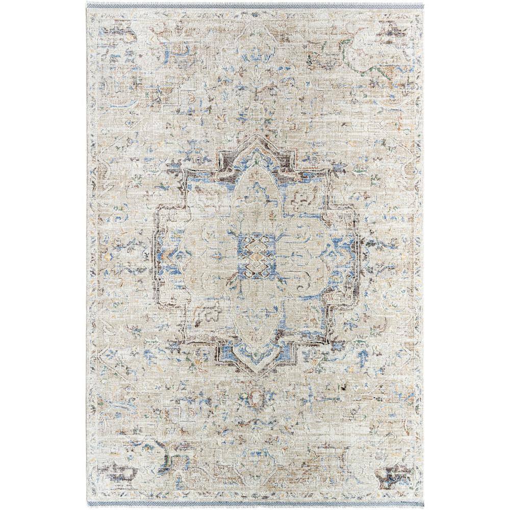 Livabliss Rivaldo Cream Blue Medallion 9 ft. x 13 ft. Indoor Area Rug ...