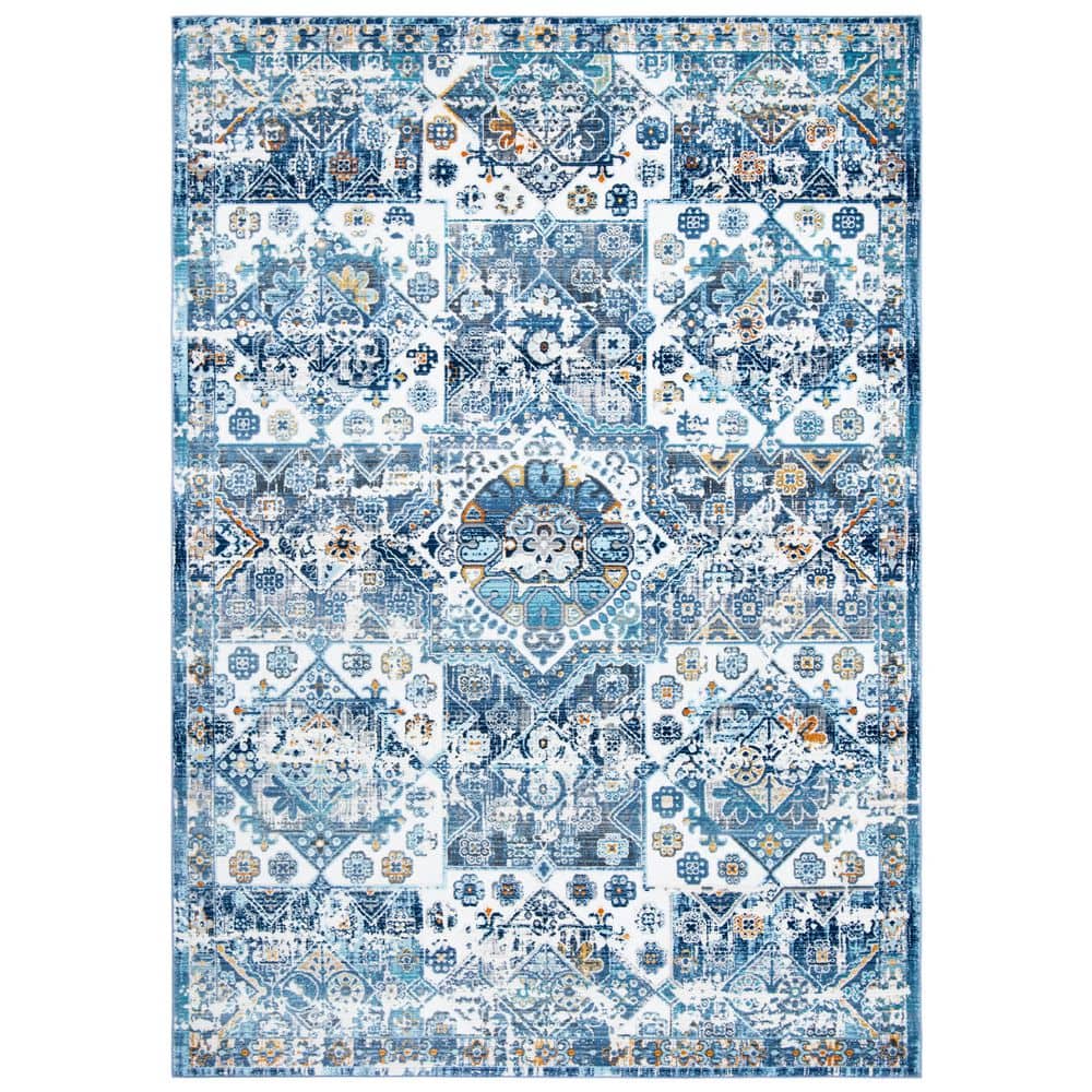 SAFAVIEH Aria 5 ft. x 8 ft. Ivory/Navy Distressed Cross Area Rug ...