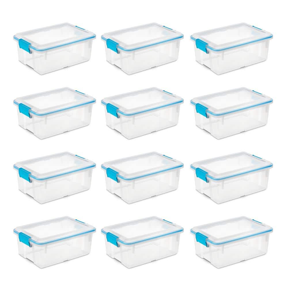 Sterilite 12 qt. Plastic Storage Bin Container Clear Gasket Sealed Box ...
