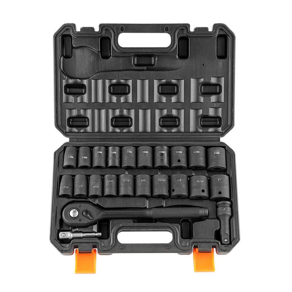 SKYSHALO 1/2 in. Drive Impact Socket Set, 23 Piece Socket Set SAE 7/16 ...