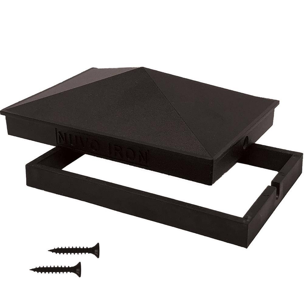 NUVO IRON 4 in. x 6 in. Black Aluminum Ornamental Pyramid Post Cap (24 ...