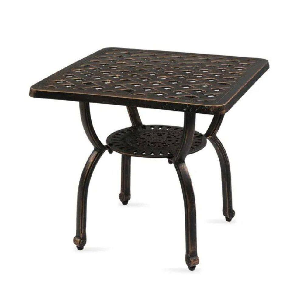 ESILOO Cast Aluminum Outdoor Side Table-Anti-Rust Square End Table for ...