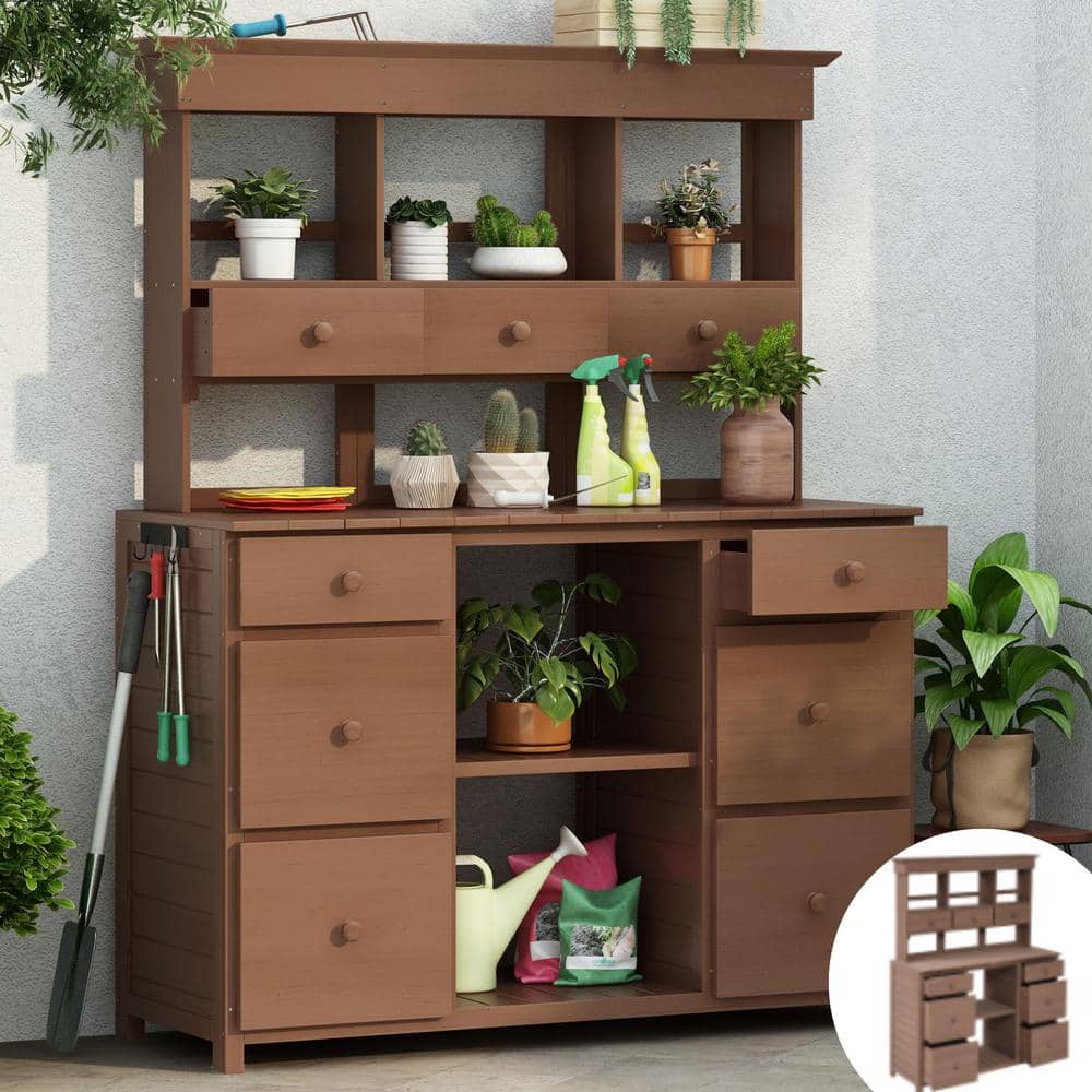 ToolCat Garden Potting Bench Table, Rustic and Sleek Design with ...