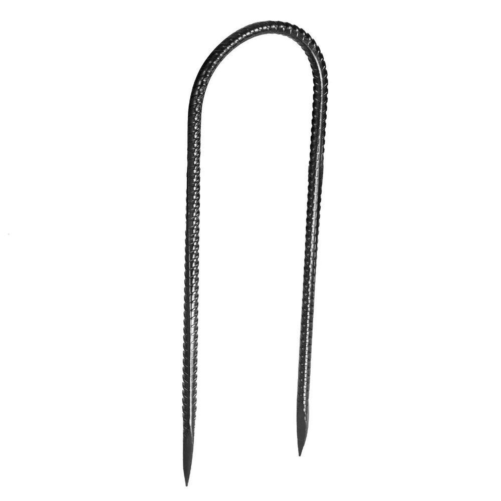 spca 1 ft. Black Galvanized Steel Stake 8-Pack Heavy Duty U-Shape Rebar ...