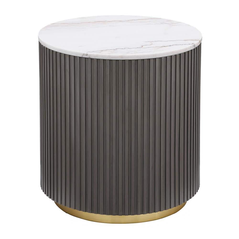 Coaster Jason 22 in. White and Charcoal Round Marble Top End Table ...