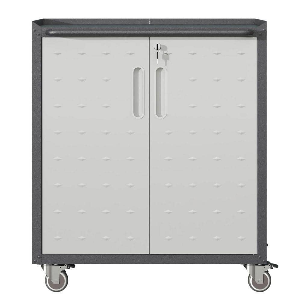 Damodpoy 17.72 in. W 2-Shelf Steel Sturdy Grey Garage Rolling Storage ...