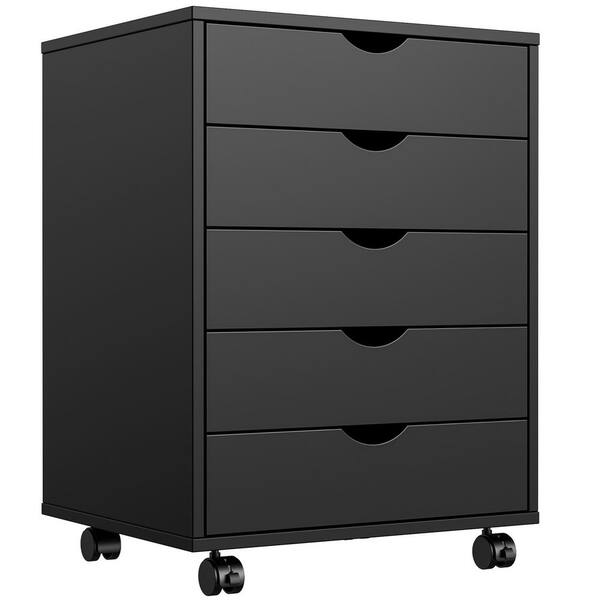 WONDER COMFORT 5-Drawer Black Wood 19 in. W Vertical File Cabinet ...