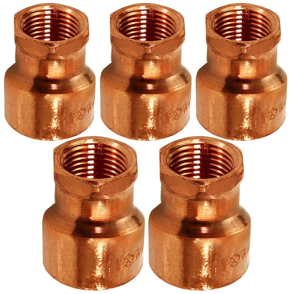 PLUMBFLEX 3/4 in. Sweat x 1/2 in. FIP Copper Reducing Female Adapter Fitting (5-Pack) 0340CCFA-5 ...