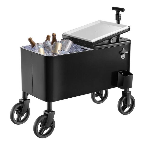 VEVOR 80 qt. Rolling Ice Cooler Chest Cart, 2-Stage Pull Handle and 2 ...