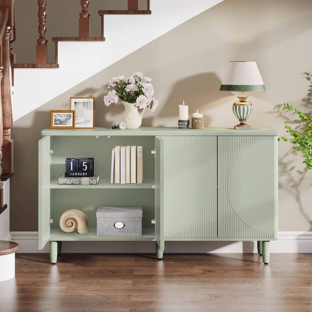 BYBLIGHT Ahlivia Green Particle Board 59.4 in. Buffet Cabinet Sideboard ...