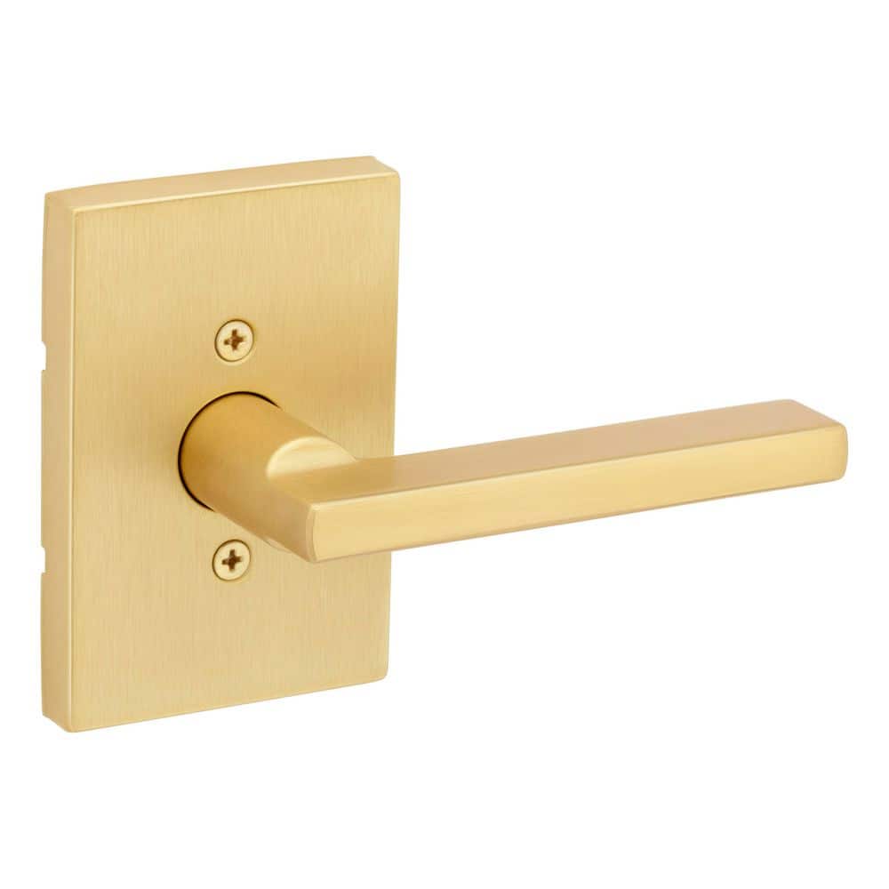 Kwikset Halifax Satin Brass Rectangle Half Dummy Door Handle 788HFL RCT ...